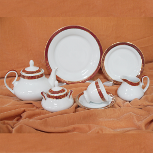 Egyptian Maroon Tea Set 24pcs - Cera-e-Noor